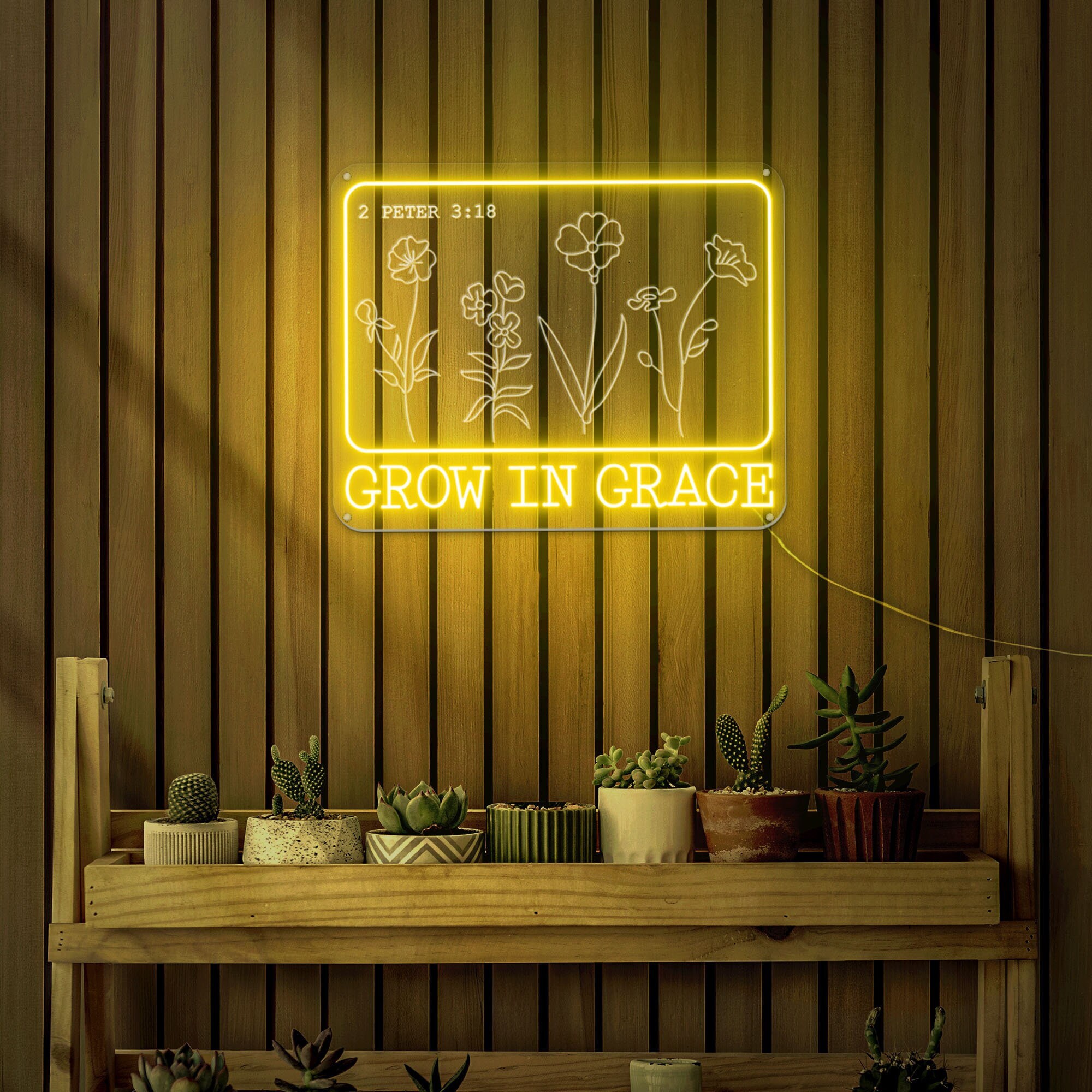 Grow in Grace 2 Peter 3:18 Neon Sign, Christian Led Light, Faith Neon ...
