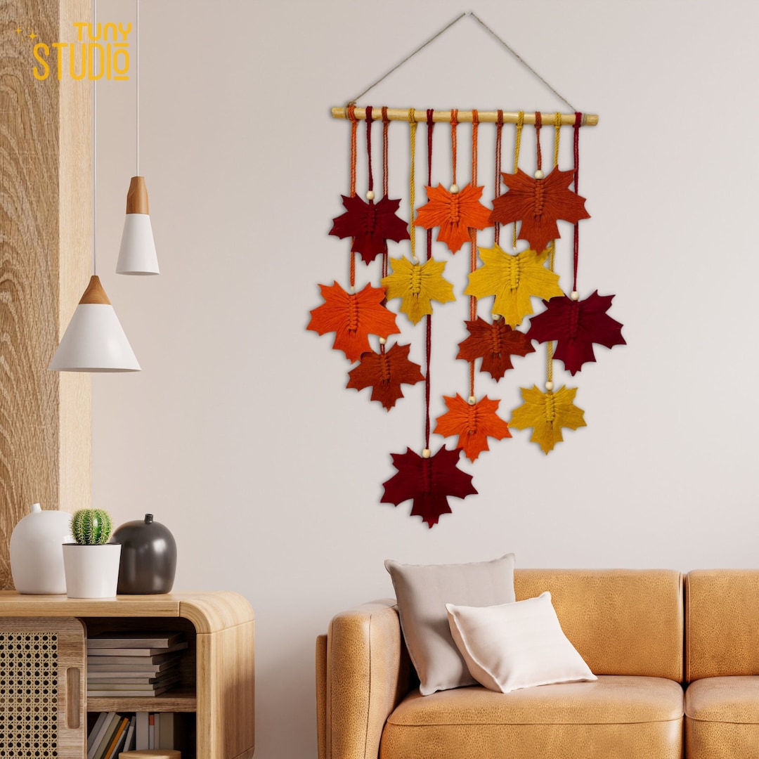 Maple Leaf Macrame Wall Hanging, Macrame Feather Wall Hanging, Gift for ...