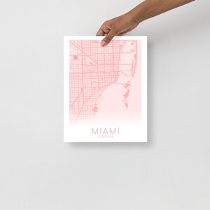Miami Florida Map Poster | Light Pink | Umiami - Etsy