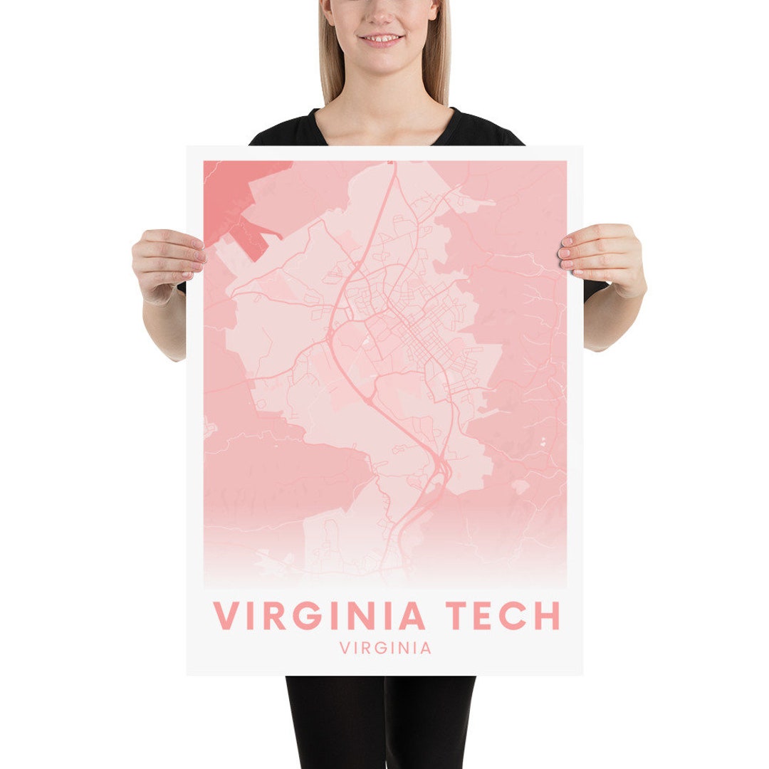 Virginia Tech Poster | Light Pink | Aesthetic | Blacksburg Virginia - Etsy
