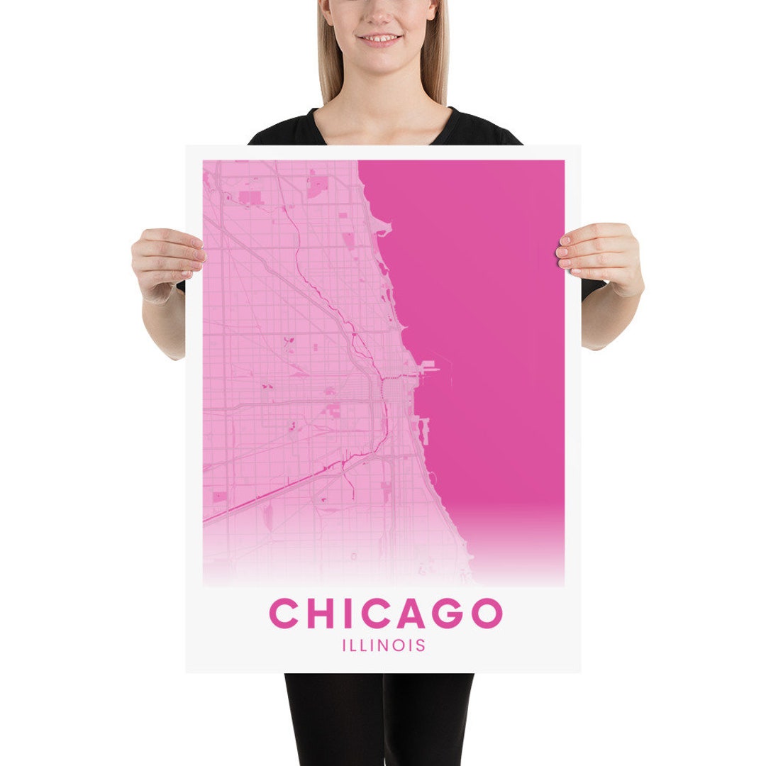 Chicago Illinois Poster | Hot Pink | Aesthetic | Uchicago - Etsy