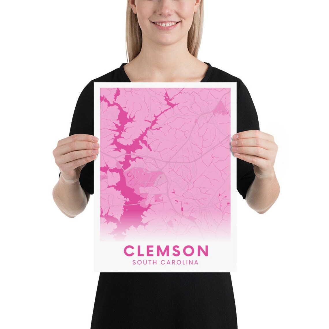 Clemson University Poster | Hot Pink | Aesthetic | South Carolina - Etsy