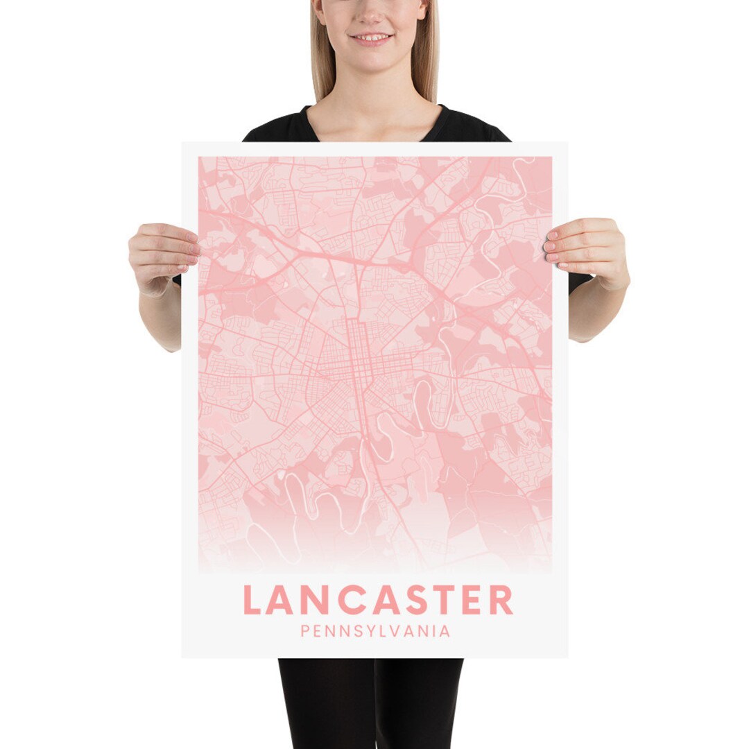 Lancaster Pennsylvania Poster | Light Pink | Aesthetic | Franklin and ...