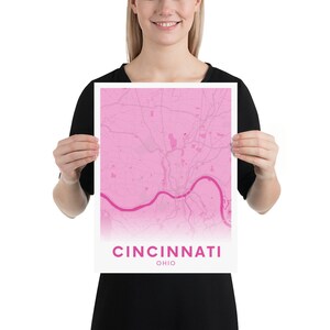 Cincinnati Ohio Poster | Hot Pink | Aesthetic | Ucincinnati Xavier ...