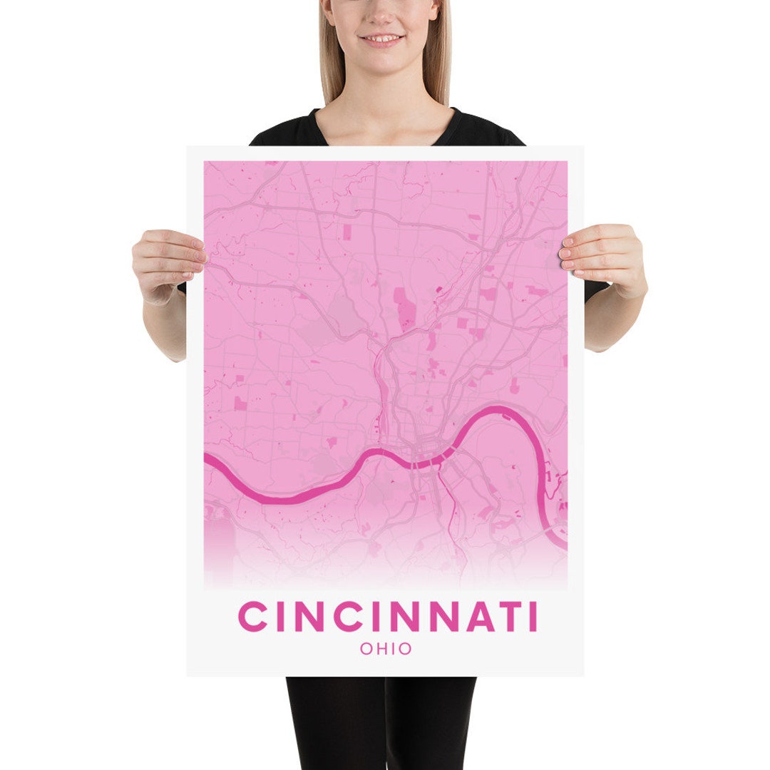 Cincinnati Ohio Poster | Hot Pink | Aesthetic | Ucincinnati Xavier ...