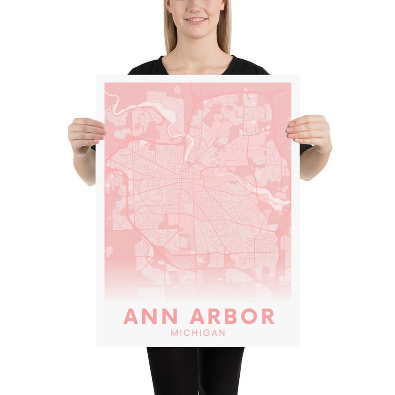 Ann Arbor Michigan Poster | Light Pink | Aesthetic | Umich University ...
