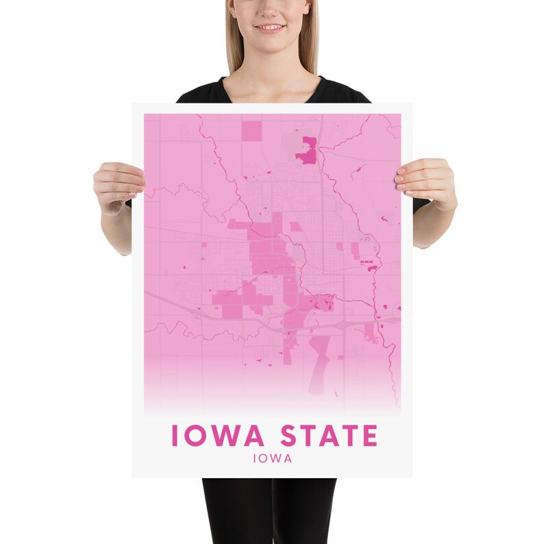 Iowa State University Poster | Hot Pink | Aesthetic | Ames Iowa - Etsy