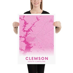 Clemson University Poster | Hot Pink | Aesthetic | South Carolina - Etsy