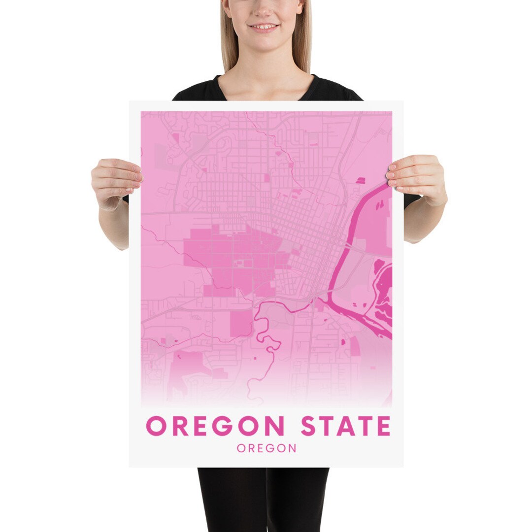 Oregon State Poster | Hot Pink | Aesthetic | Benton County Oregon - Etsy