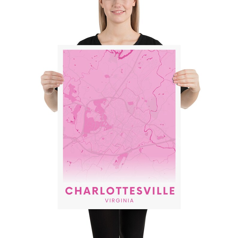 Charlottesville Virginia Poster | Hot Pink | Aesthetic | UVA University ...