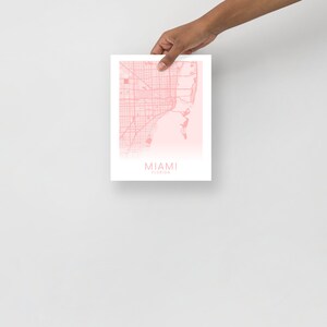 Miami Florida Map Poster | Light Pink | Umiami - Etsy