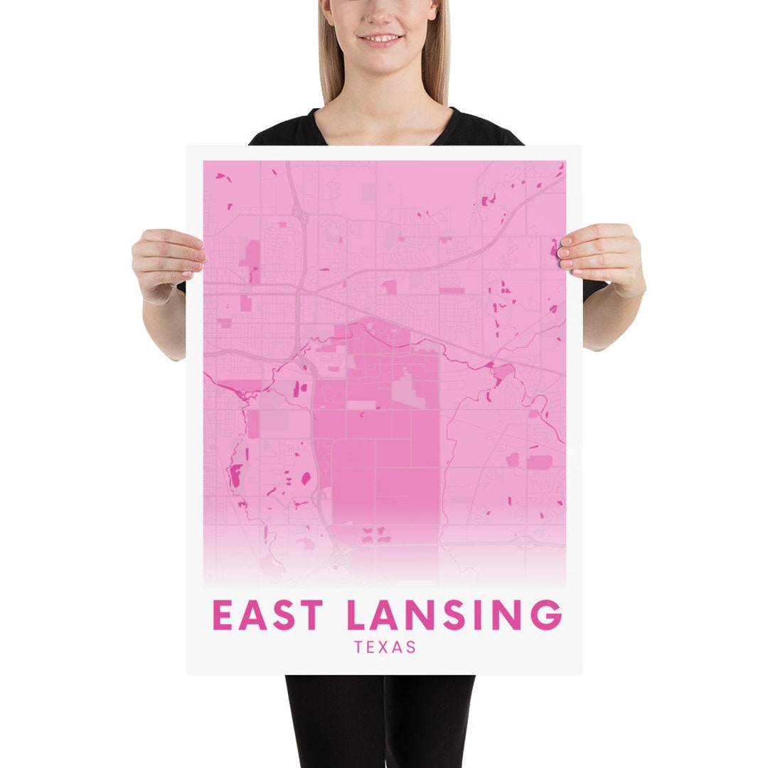 East Lansing Michigan Poster | Hot Pink | Aesthetic | MSU Michigan ...