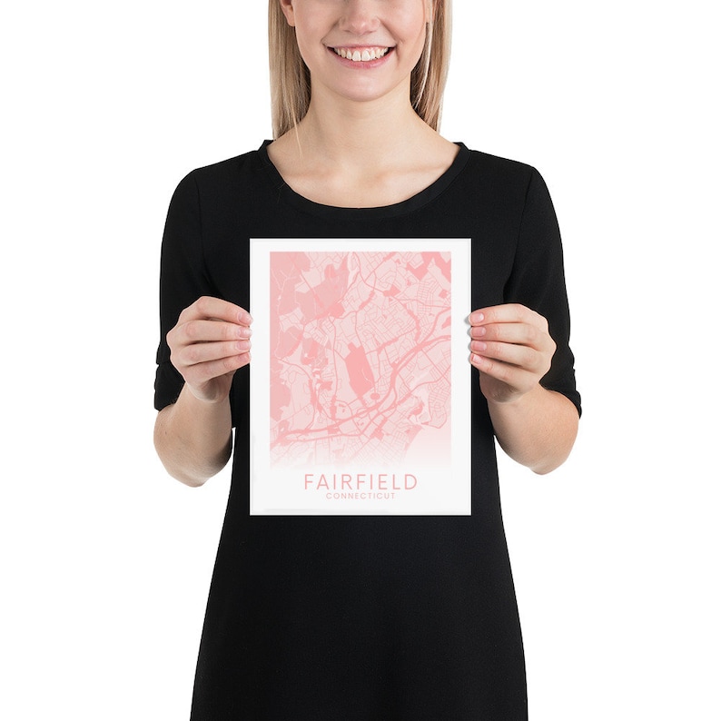 Fairfield Connecticut Map Poster | Light Pink | Fairfield University - Etsy