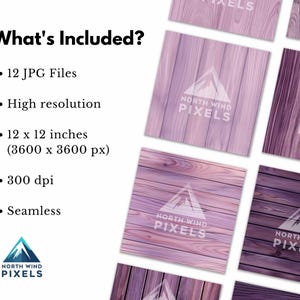 12 Purple Wood Digital Papers, Seamless Patterns, 12x12, Vertical and ...