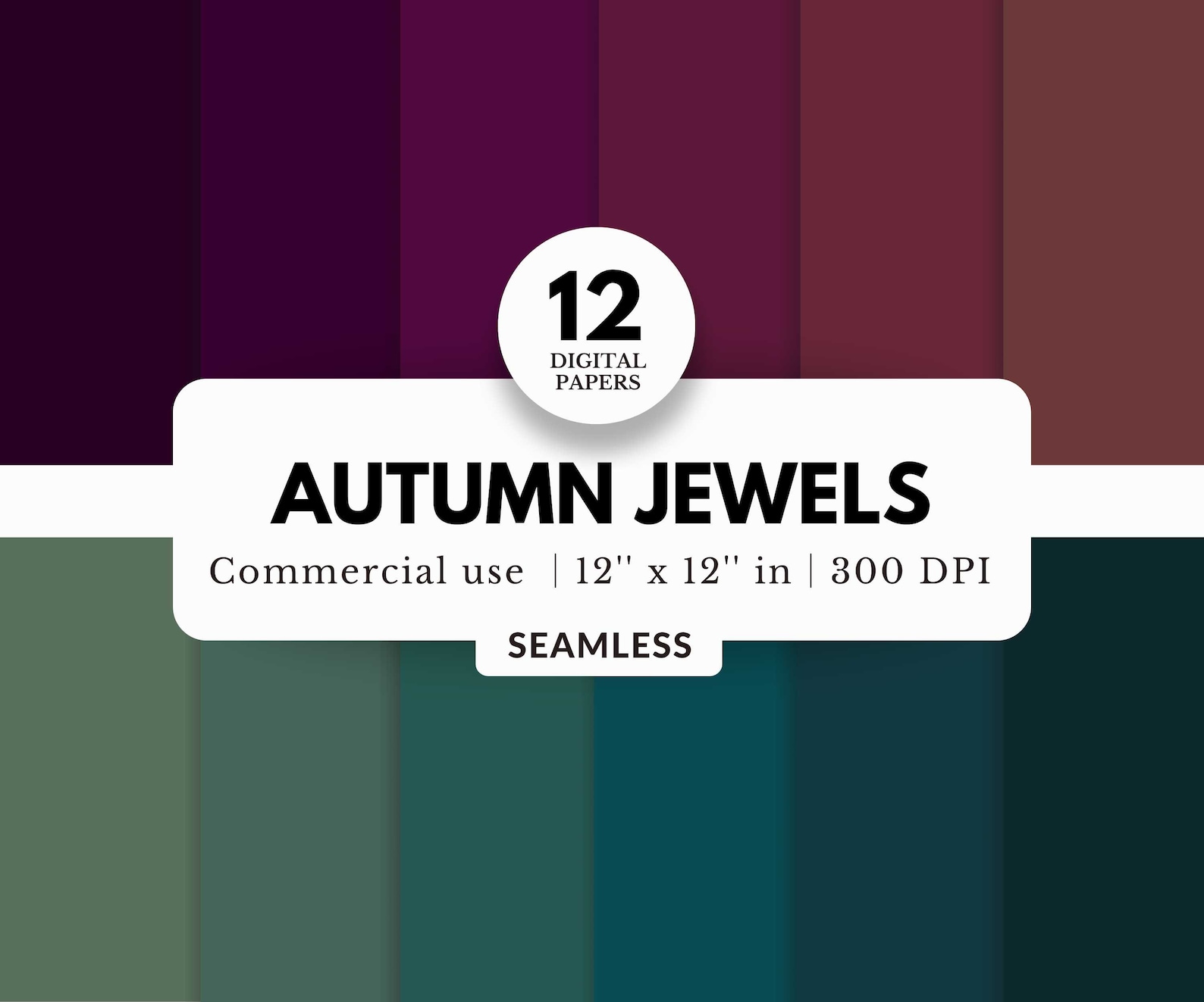 12 Autumn Jewel Tone Digital Papers, Seamless, 12x12, JPG Download ...