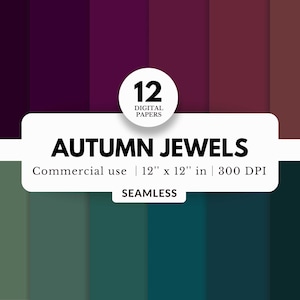12 Autumn Jewel Tone Digital Papers, Seamless, 12x12, JPG Download ...