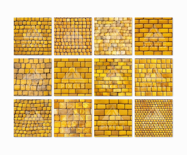 12 Yellow Brick Road Digital Papers, Seamless Patterns, 12x12, JPG ...