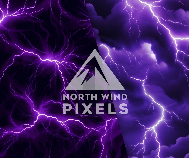 12 Purple Lightning Digital Papers, Seamless Pattern, 12x12, JPG ...