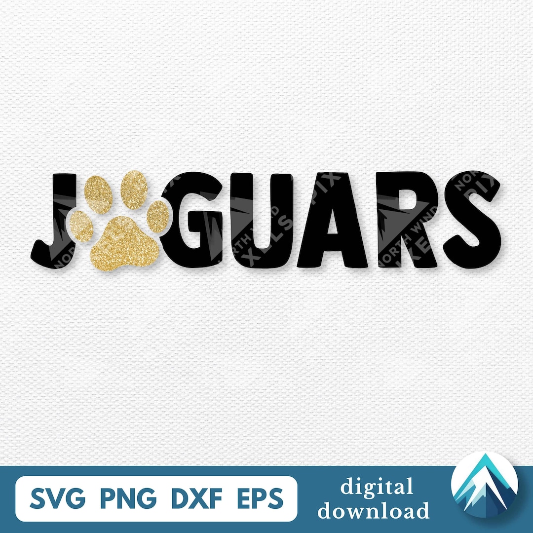 Jaguars With Paw Print Digital Download, Svg Png Dxf Eps Files ...