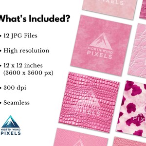12 Pink Leather Digital Papers Bundle, Seamless Realistic Textures ...