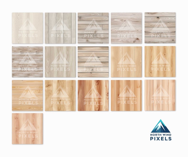 16 Light Wood Digital Paper Pack, Seamless Textures, 12x12, Soft ...