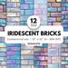12 Iridescent Brick Texture Digital Papers, Seamless Pattern, 12x12 ...