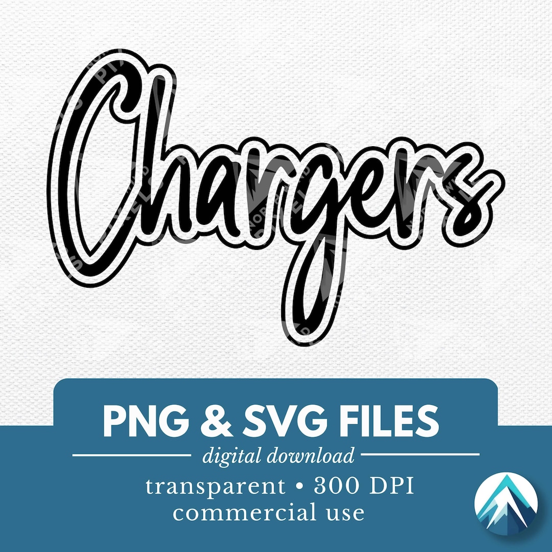 Chargers Digital Download, PNG and SVG Files, Transparent Background ...