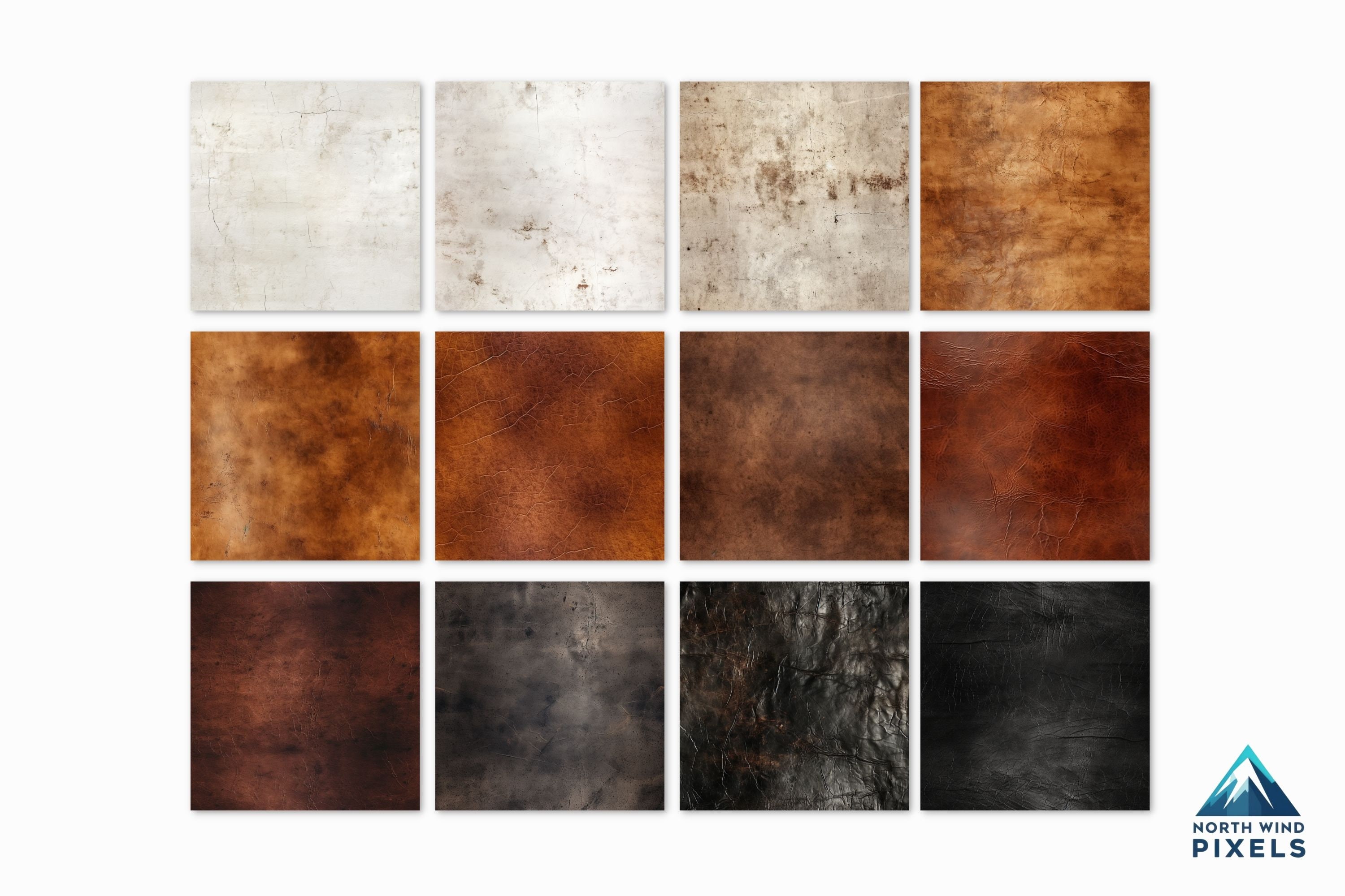 12 Distressed Leather Digital Papers, Seamless Texture, 12x12 ...