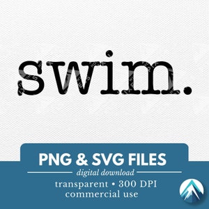 Swim Digital Download, PNG and SVG Files, Transparent Background ...