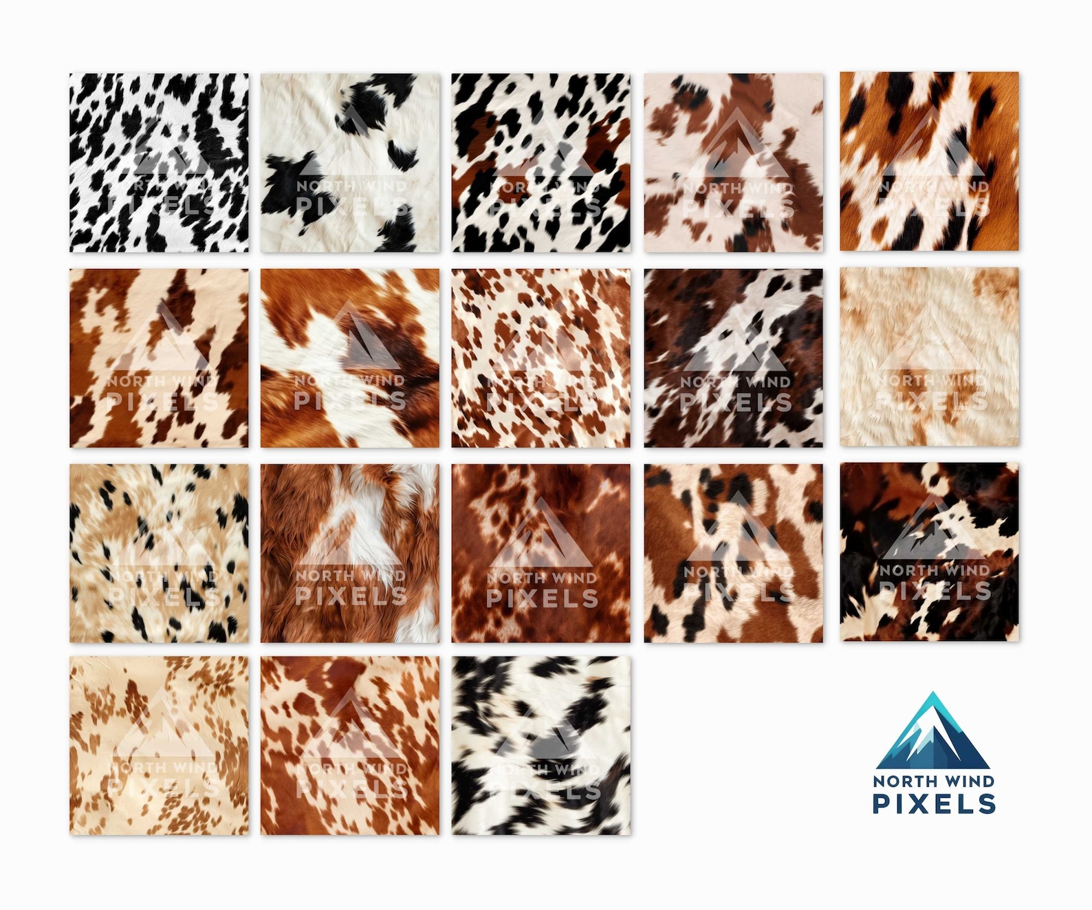 18 Cow Hide Texture Digital Papers, Seamless Patterns, 12x12, Rustic ...