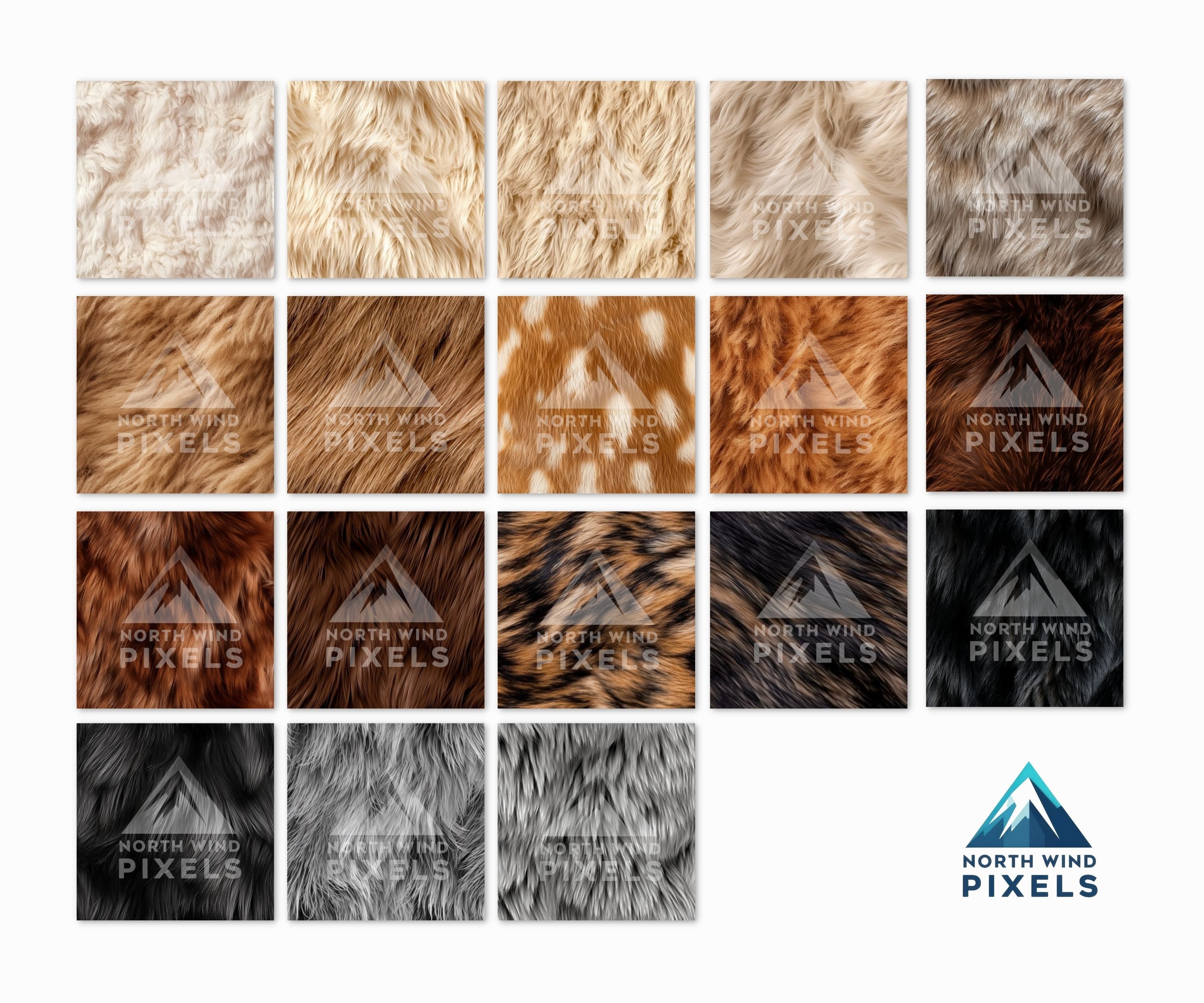 18 Soft Animal Fur Digital Papers, Seamless Textures, 12x12, JPG File ...