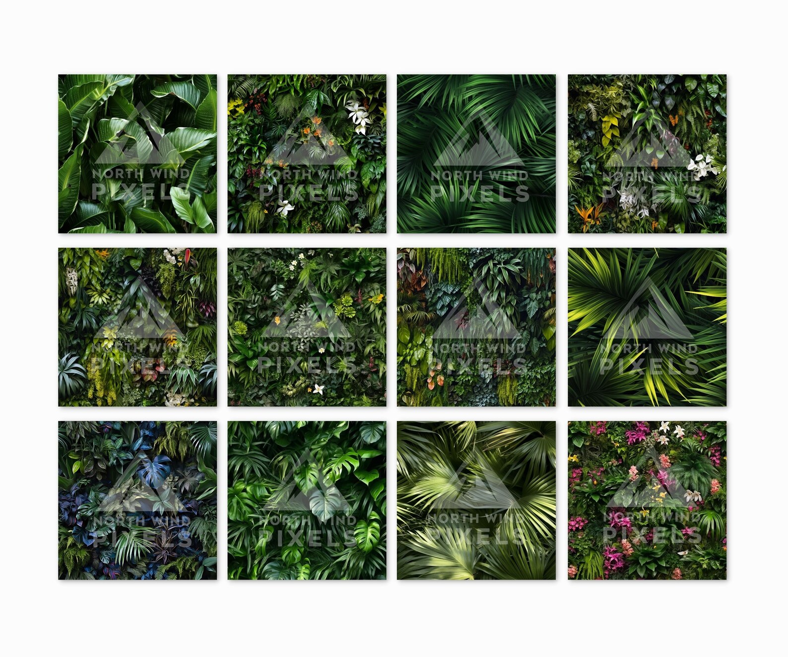12 Jungle Leaf Digital Papers, Seamless Patterns, 12x12, JPG Download ...
