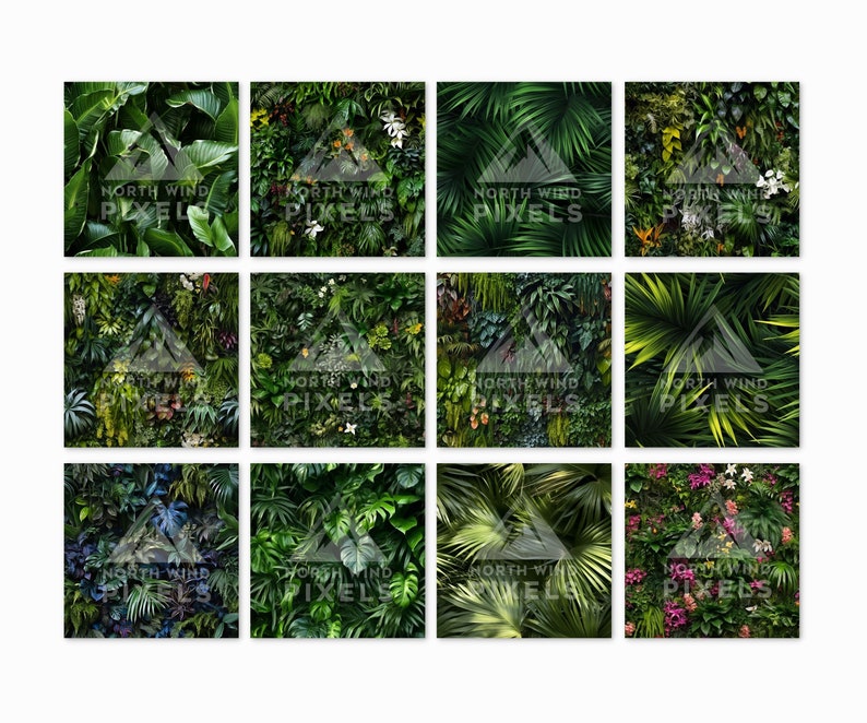 12 Jungle Leaf Digital Papers, Seamless Patterns, 12x12, JPG Download ...