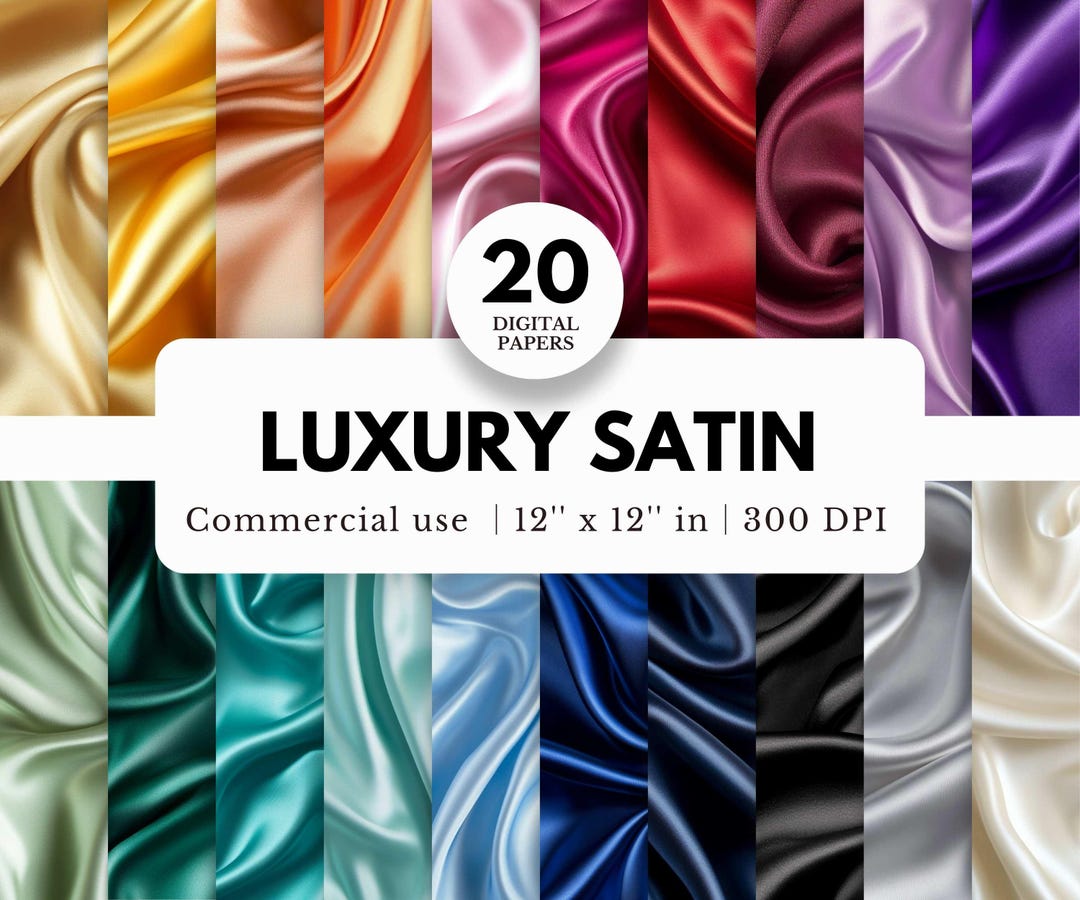 20 Luxury Satin Texture Digital Papers, Pattern Bundle, 12x12, JPG ...