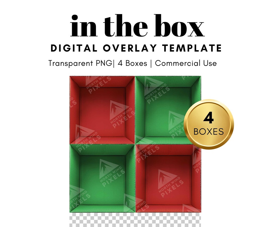 4 Red and Green Cardboard Box Digital Background, PNG Transparent Image ...
