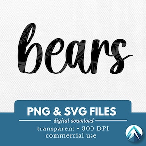 Bears Digital Download, PNG and SVG Files, Transparent Background, Boho ...