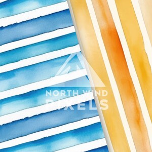 20 Watercolor Stripes Digital Papers, Seamless Patterns, 12x12, JPG ...