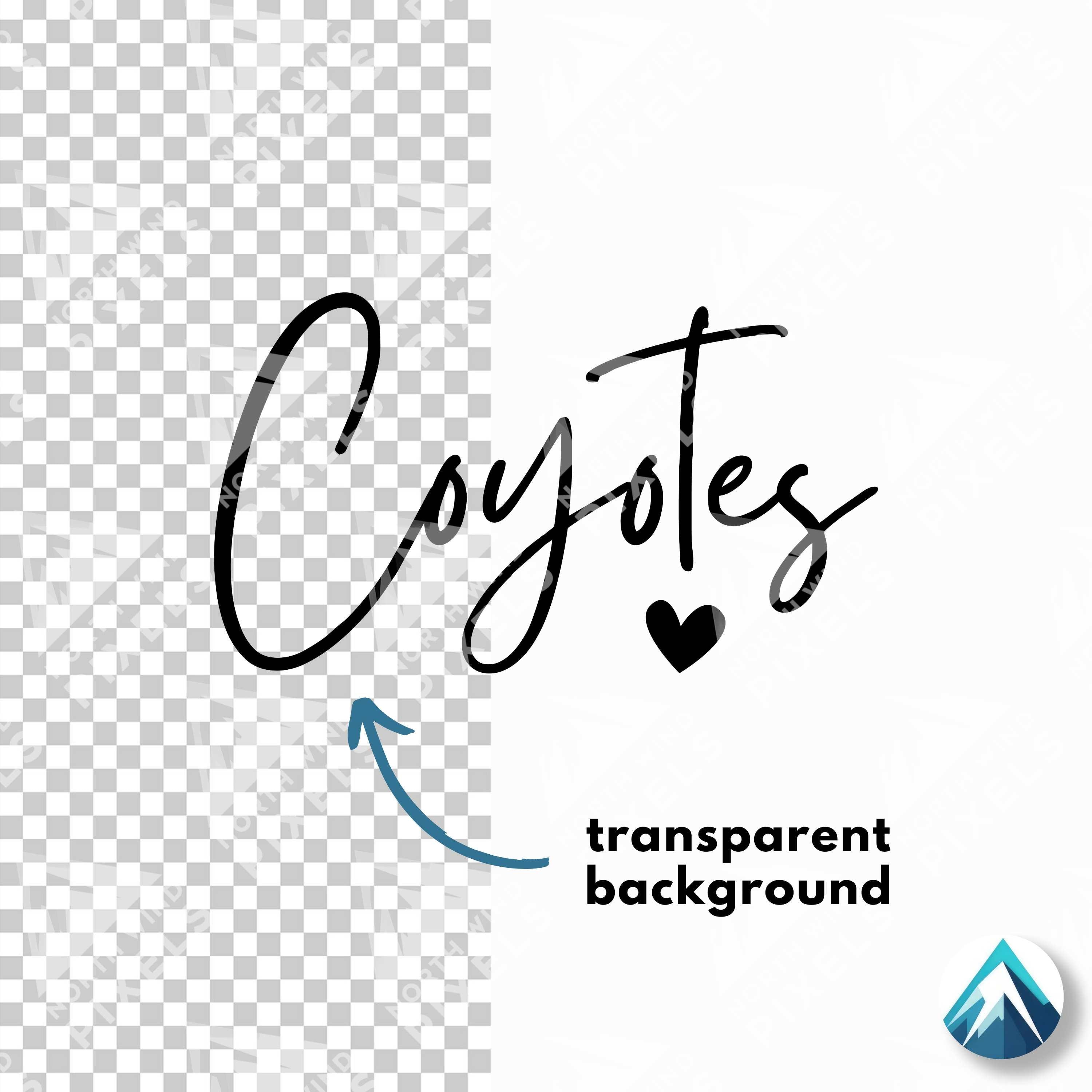 Coyotes Digital Download, PNG and SVG Files, Small Heart, Clipart With ...