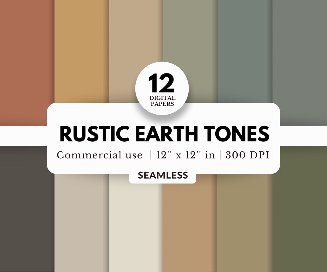 12 Rustic Earth Tone Digital Papers, Tileable Prints, 12x12, Neutral ...