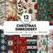 12 Christmas Embroidery Digital Papers, Seamless Pattern, 12x12, JPG ...