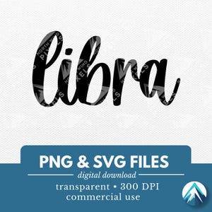 Libra Digital Download, PNG SVG File, Transparent Background, Cursive ...