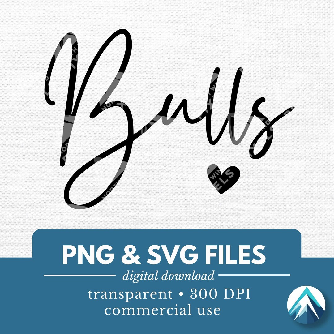 Bulls Digital Download, PNG and SVG Files, Small Heart, Transparent ...