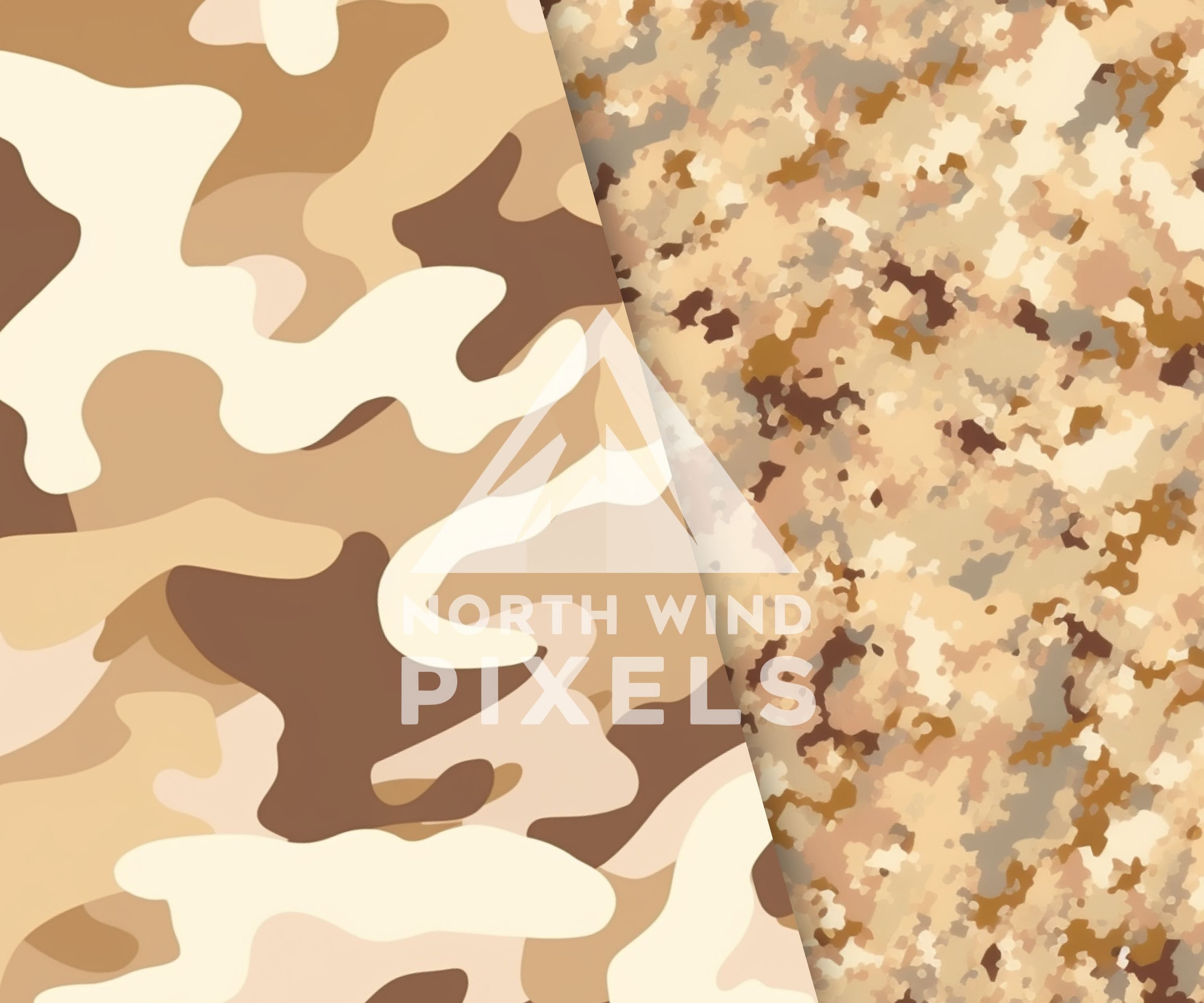 12 Desert Camouflage Digital Paper Bundle, Seamless Patterns, 12x12 ...