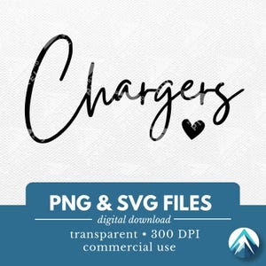 Chargers Digital Download, PNG and SVG Files, Small Love Heart, Clip ...