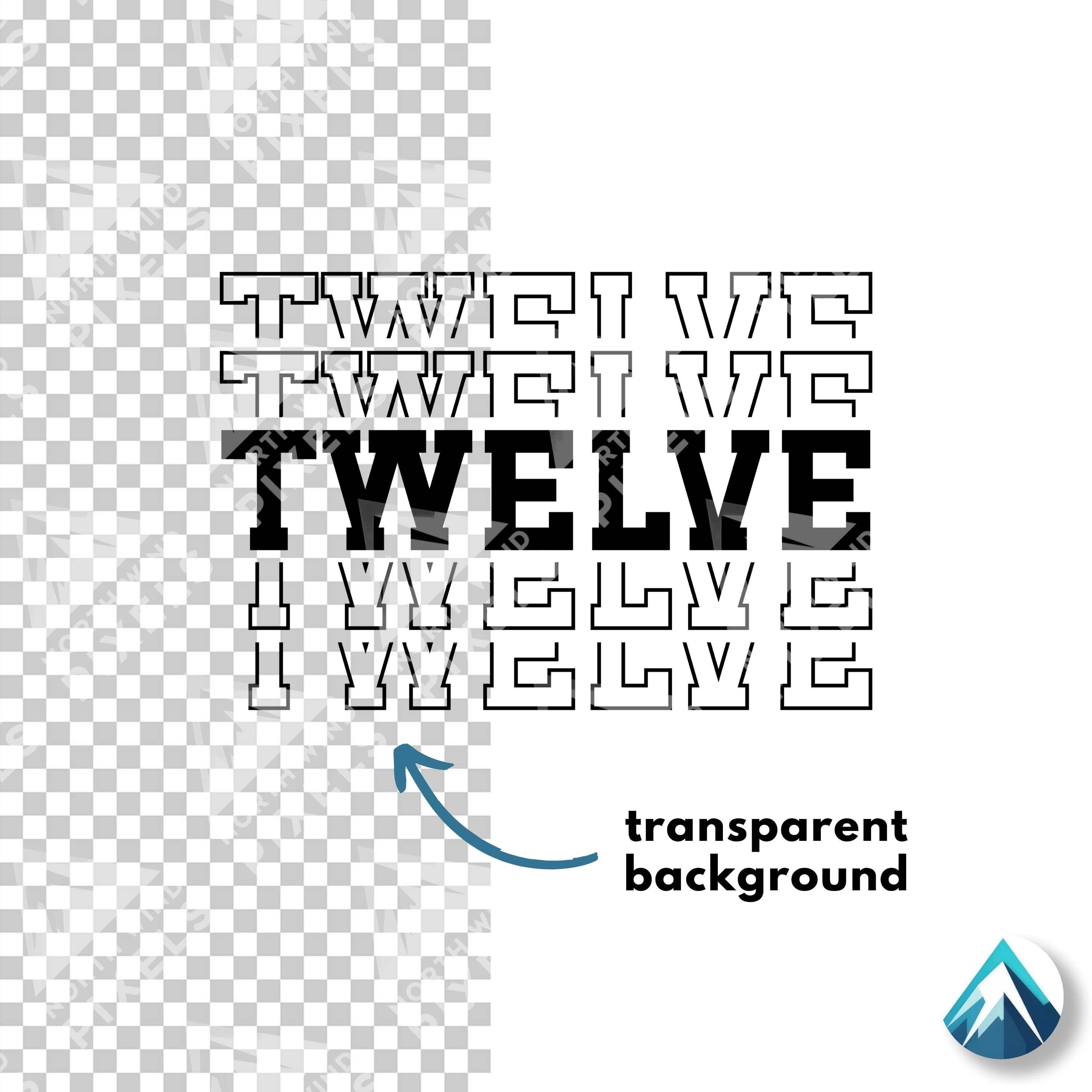 Twelve Digital Download, PNG and SVG Files, Transparent Background ...