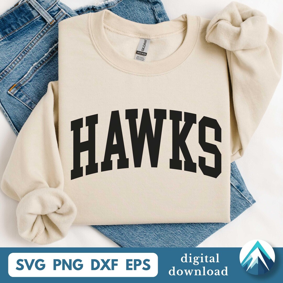 Hawks With Curved College Letters Digital Download, Svg Png Dxf Eps ...