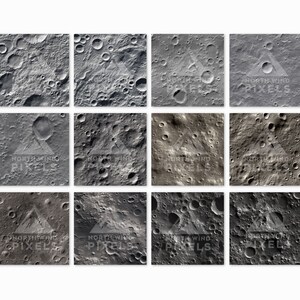 12 Moon Surface Digital Papers, Seamless Repeating Textures, 12x12 ...