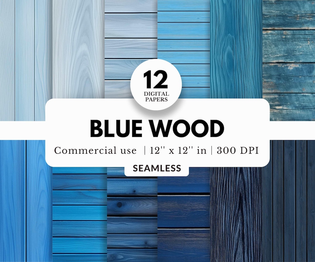 12 Blue Wood Digital Papers, Seamless Texture, 12x12, JPG Download ...