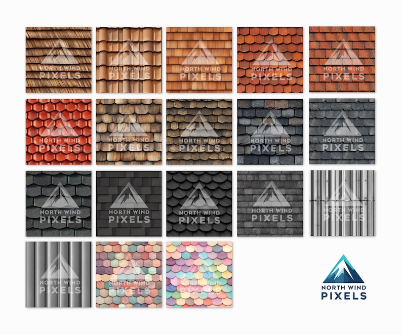 18 Roof Texture Digital Papers, Seamless Pattern, 12x12, JPG Download ...