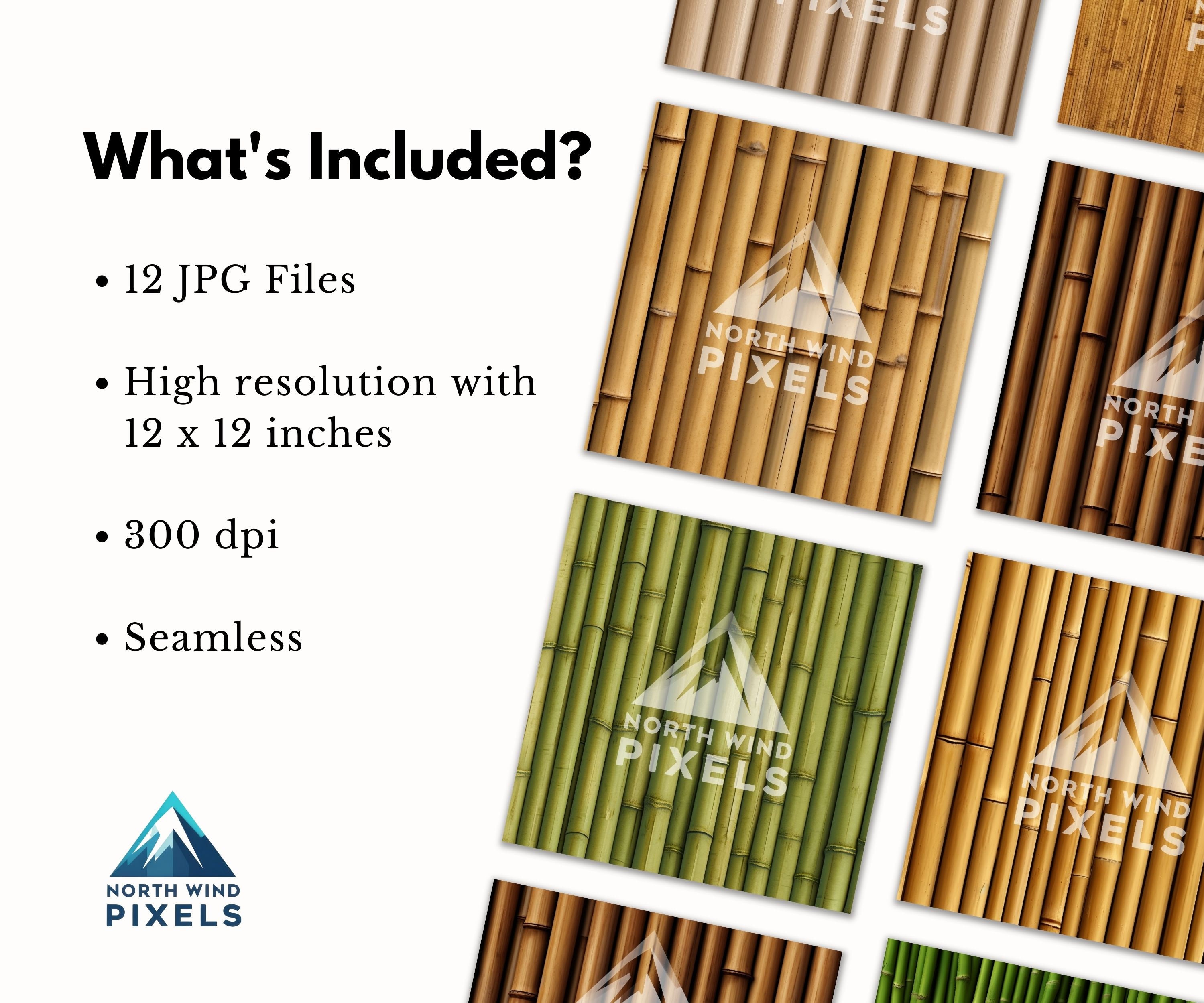 12 Bamboo Texture Digital Papers, Seamless Patterns, 12x12, JPG Files ...